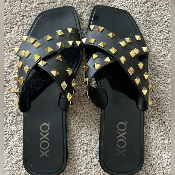 XOXO | Shoes | Gold Embellished Slides | Poshmark
